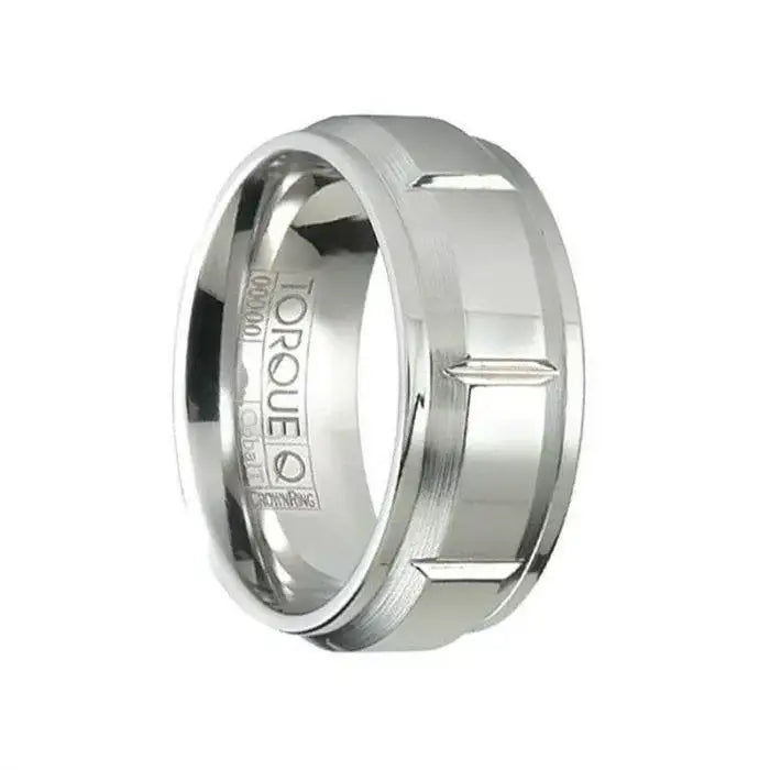 Polished Grooved Raised Center Cobalt Band with Beveled Step Edges - 9 ...