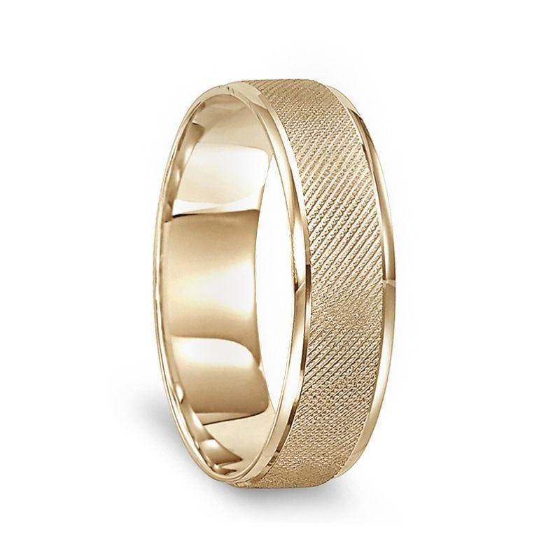 14k Yellow Gold Sand Finished Ring with Polished Round Edges - 6mm ...
