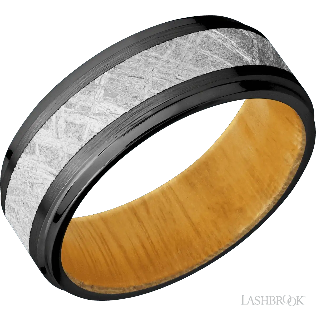 Zirconium with Satin , Polish Finish and Meteorite Inlay and Osage Ora ...