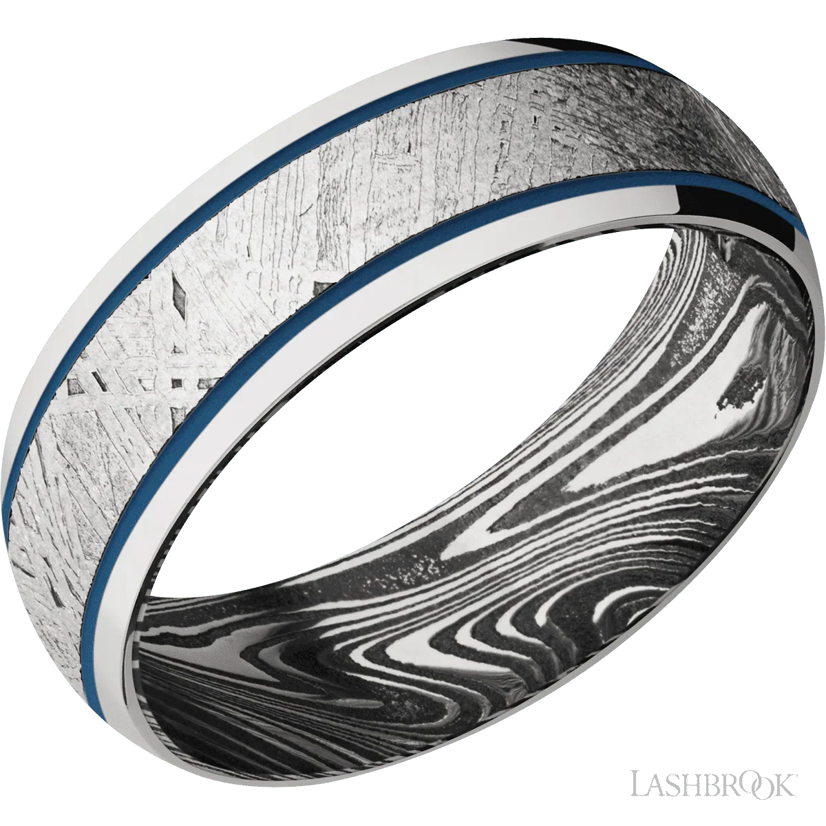 Cobalt Chrome with Polish Finish and Meteorite Inlay and Marble - 7MM ...