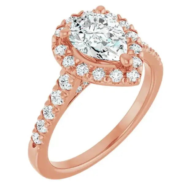 ANGEL 18K Rose Gold Accented Pear Engagement Ring – Larson Jewelers